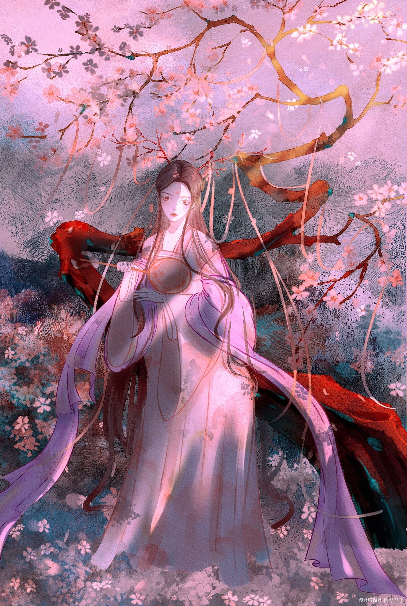 桃之夭夭 灼灼其华风格插画设计作品 设计人才灵活用工 设计dna
