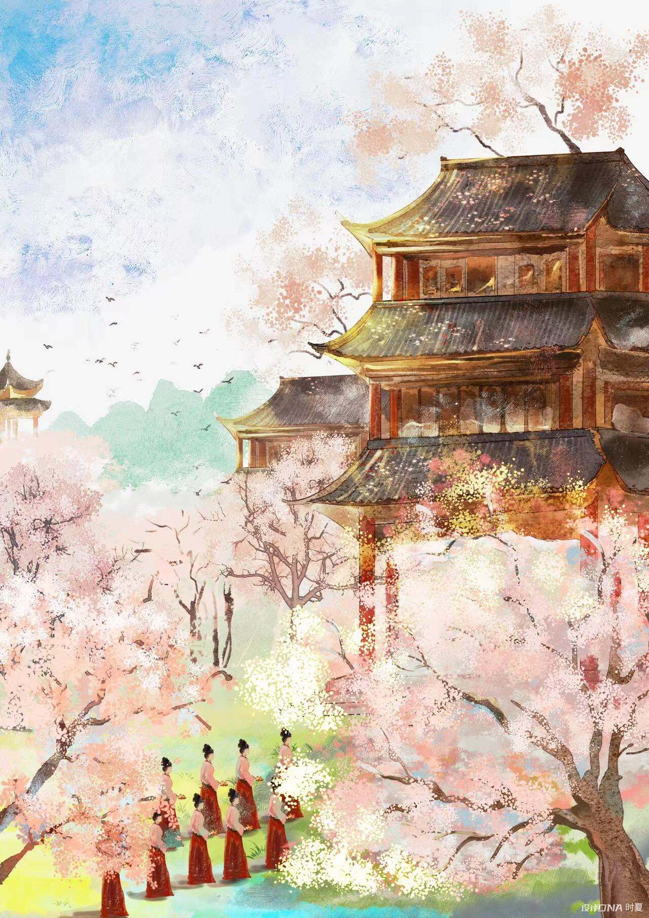 古风场景插画风格插画设计作品 设计人才灵活用工 设计dna