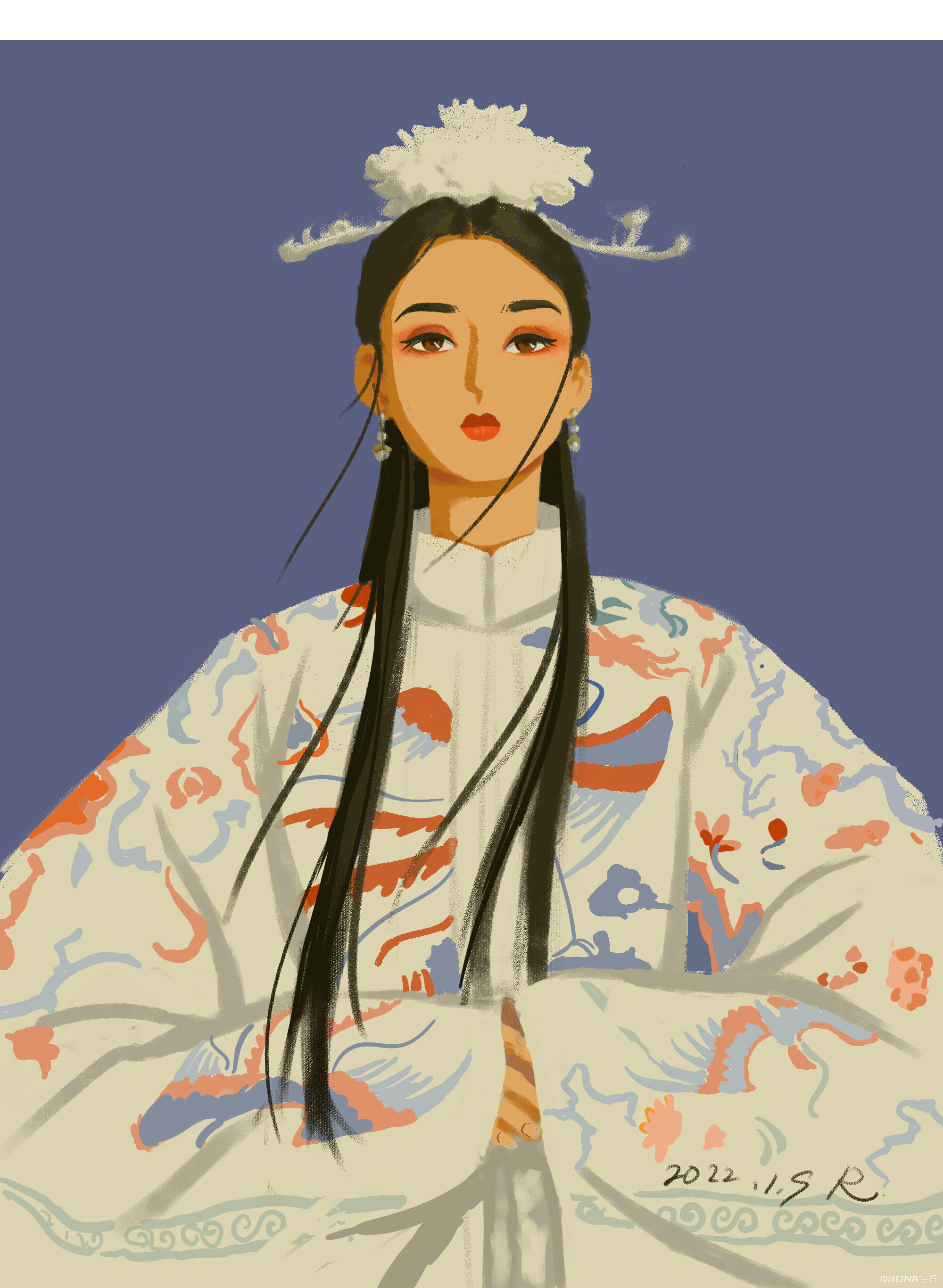 古风人物风格插画设计作品 设计人才灵活用工 设计dna