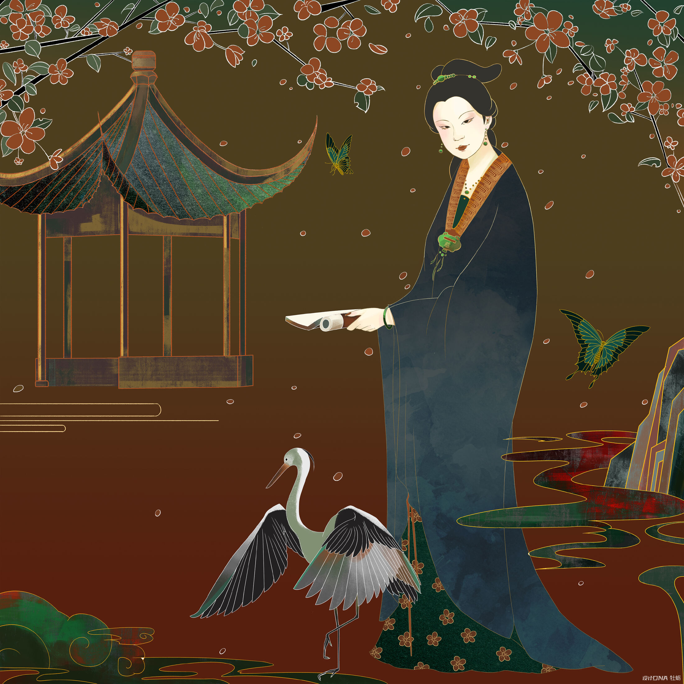 上官婉儿和李清照风格插画设计作品 设计人才灵活用工 设计dna