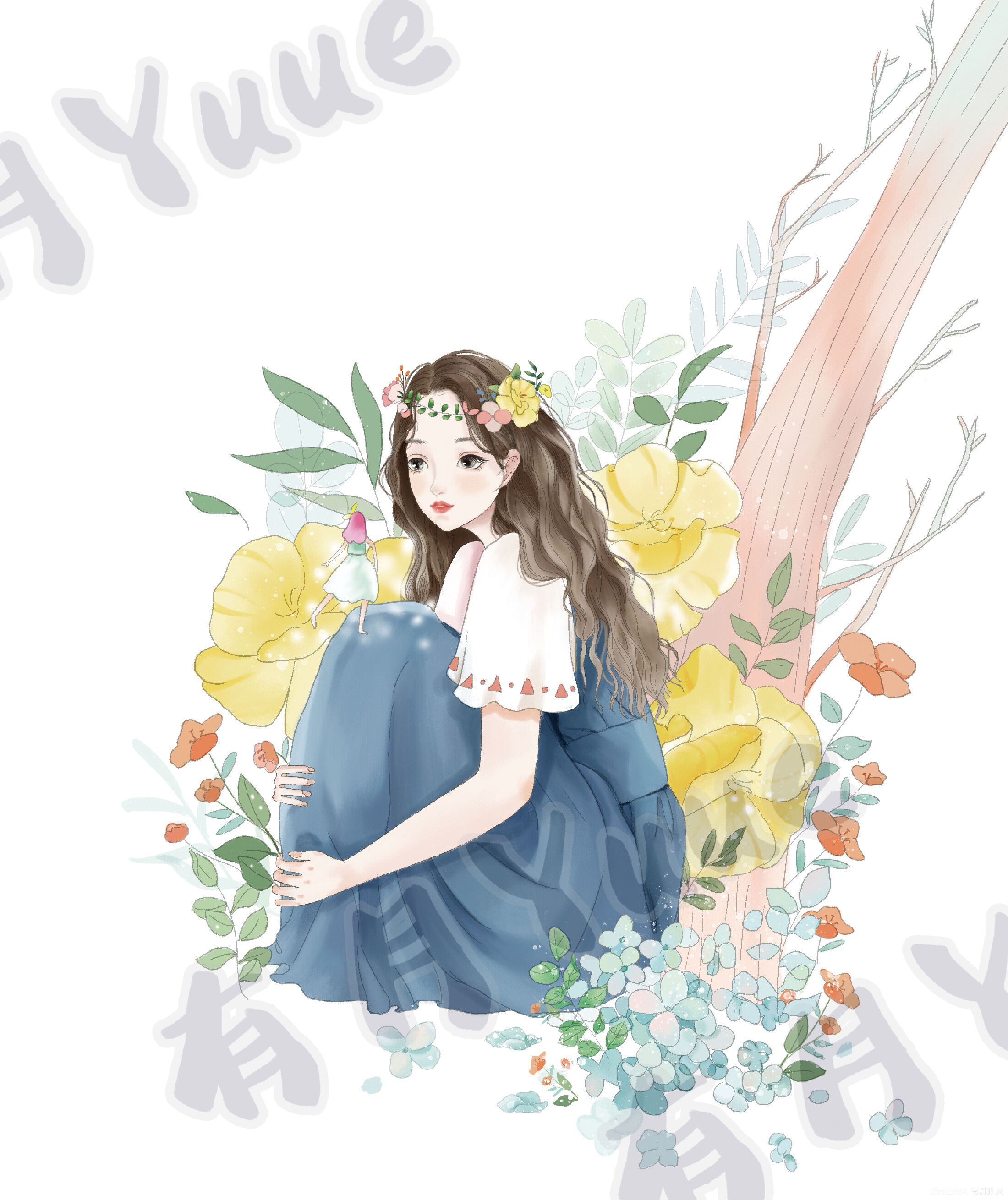 水彩人物风格插画设计作品 设计人才灵活用工 设计dna