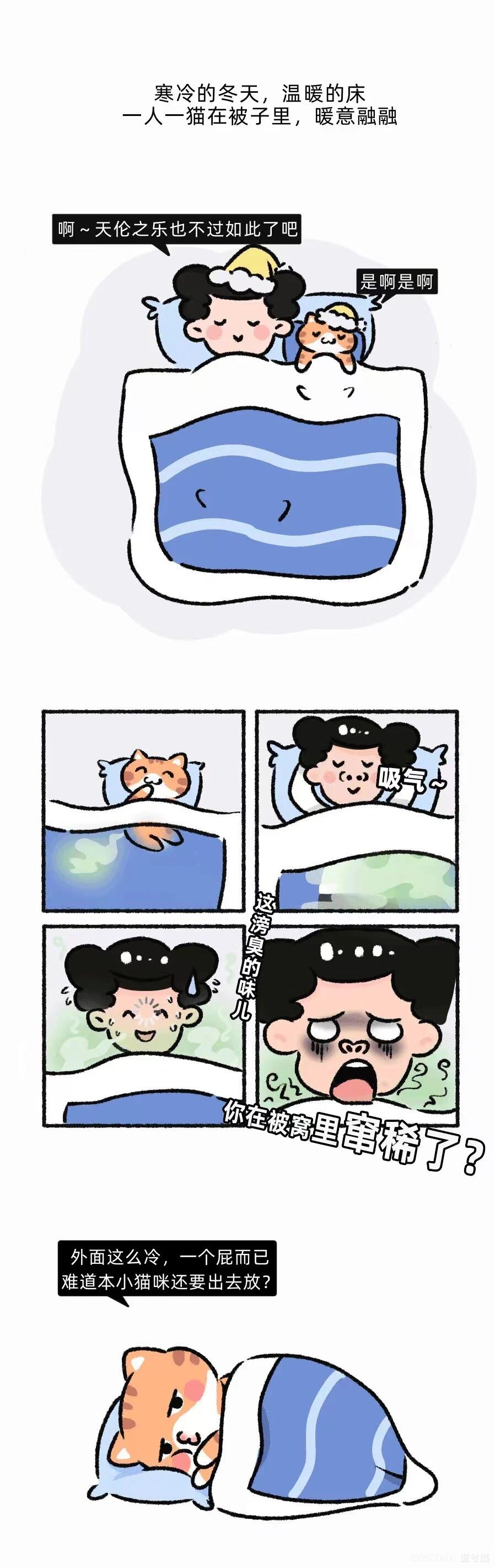 你知道吗?猫在被窝里放屁的感觉有多爽吗?风格插画设计作品 设计人才灵活用工 设计dna