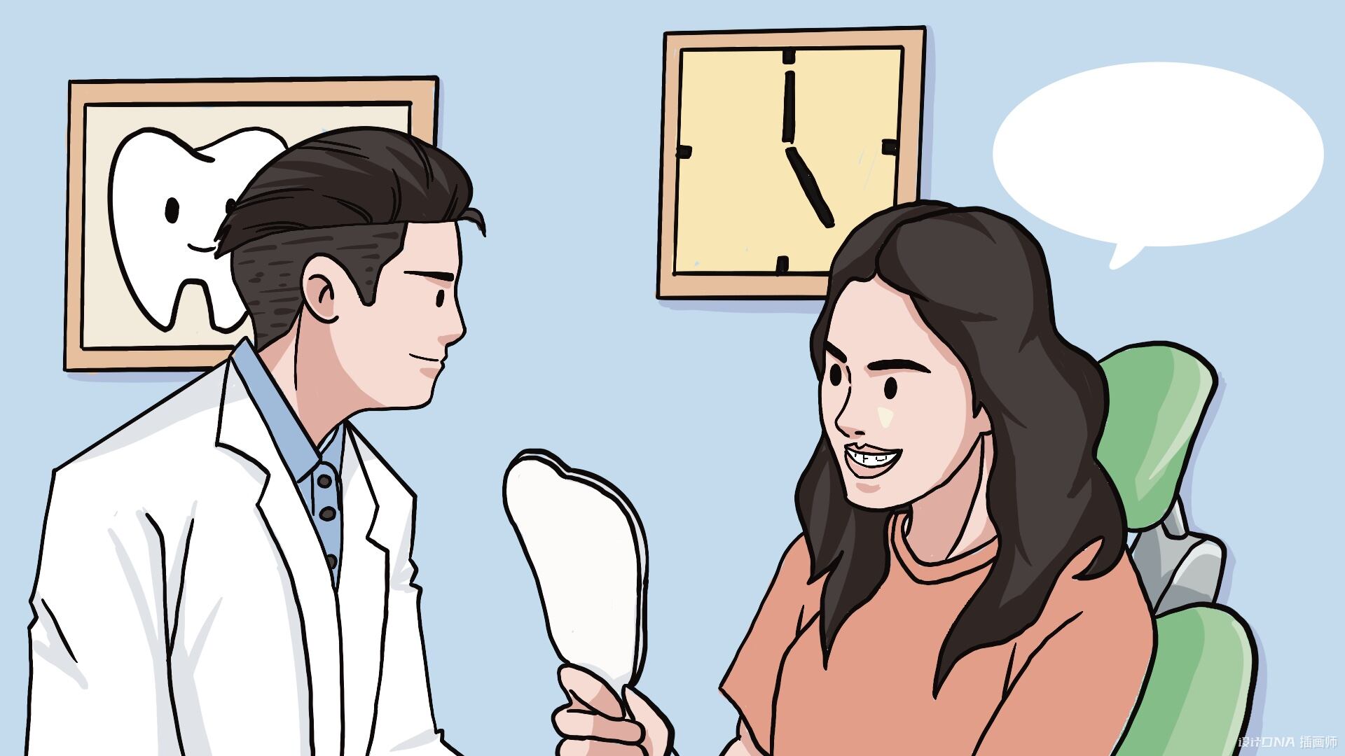 牙科宣传漫画风格插画设计作品 设计人才灵活用工 设计dna
