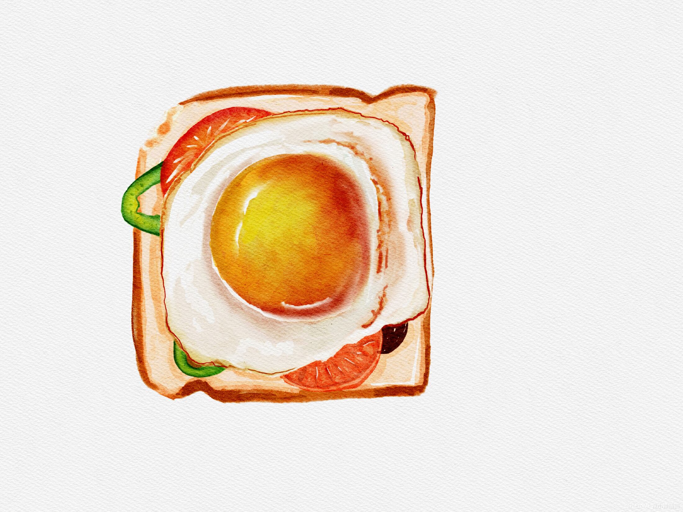鸡蛋面包片风格插画设计作品 设计人才灵活用工 设计dna