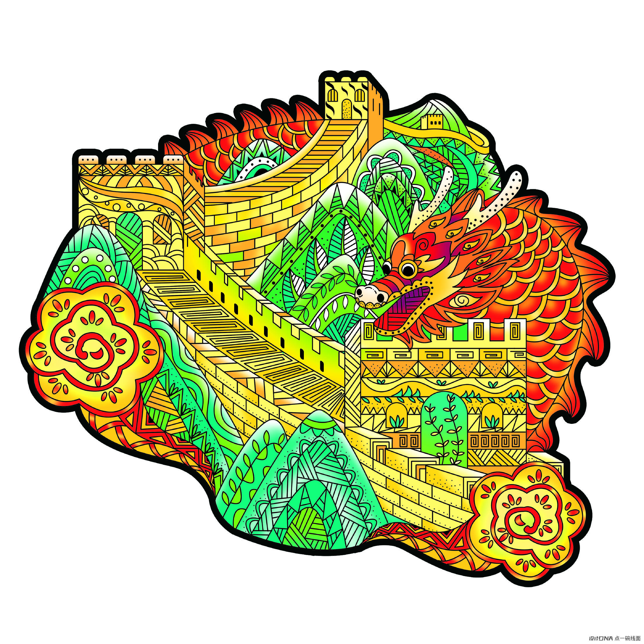 装饰画风格拼图风格插画设计作品 设计人才灵活用工 设计dna