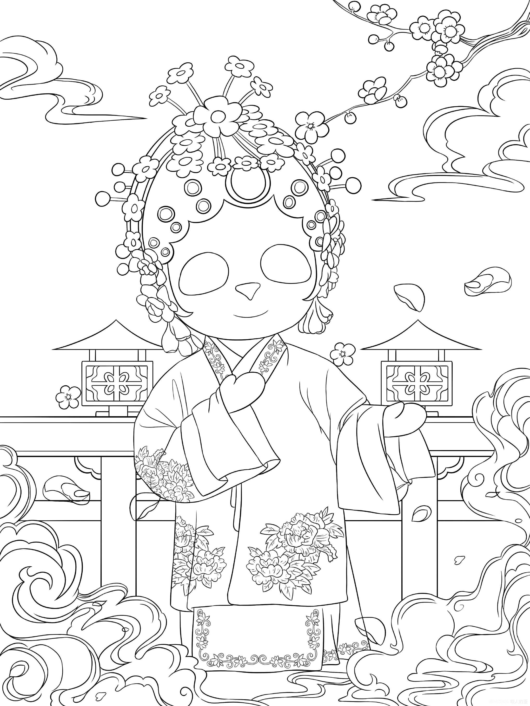 千图网签约作品—国粹京剧花旦系列风格插画设计作品 设计人才灵活用工 设计dna